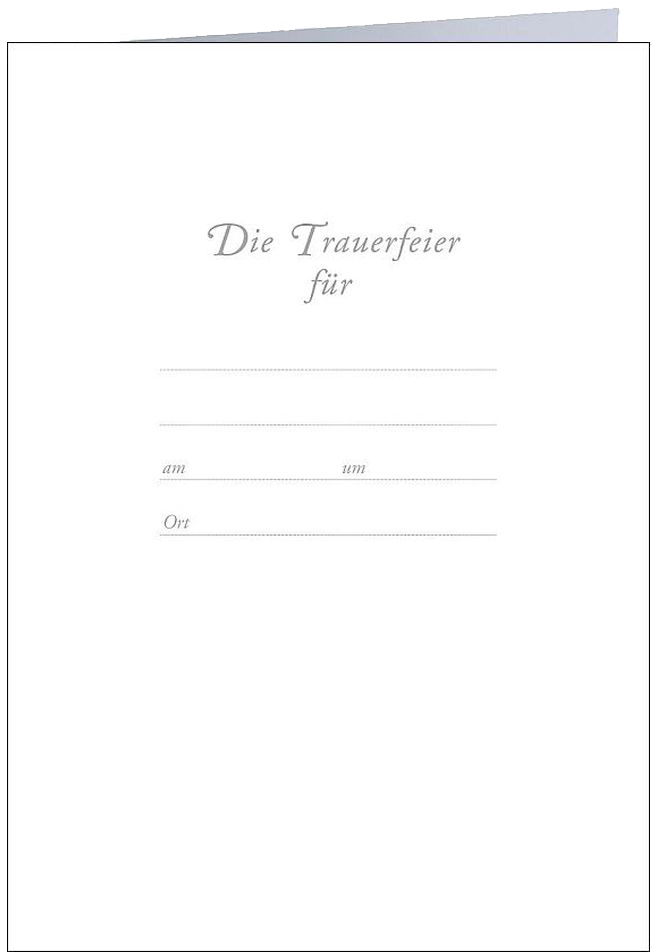 Deckblatt "Daten der Trauerfeier" | Kondolenzlisten / Deckblätter | Kondolenzbücher ...